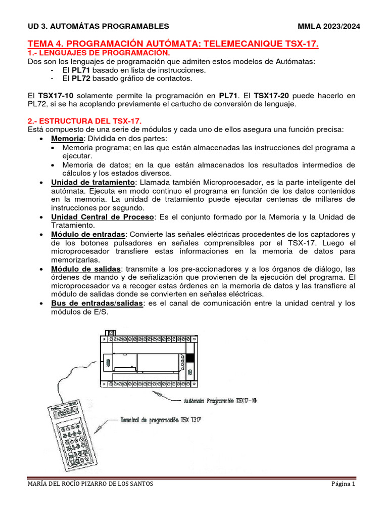 Ud3. Automatas Programables Tema 4 Tsx17 | PDF | Programación ...