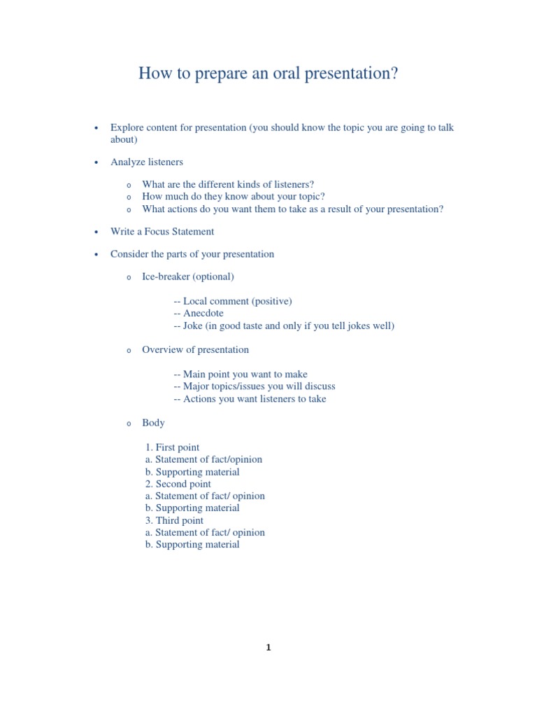 How To Prepare An Oral Presentation | PDF