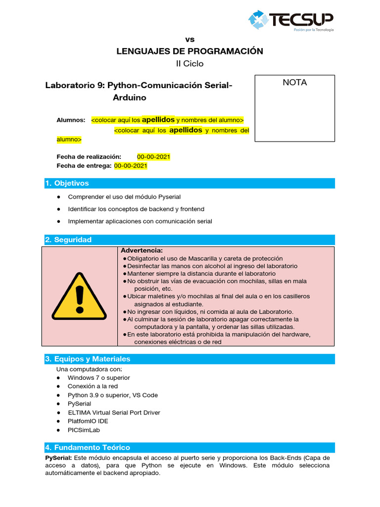 L9v Python Comunicación Serial Arduino Pdf Python Lenguaje De Programación Laboratorios 
