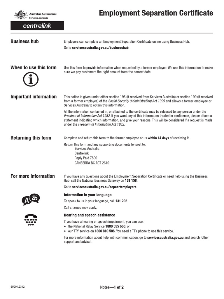 Employment Separation Certificate Guide | PDF | Employment | Layoff