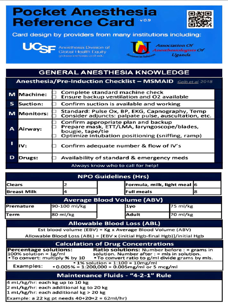 Anesthesia Pocket | PDF | Medical Specialties | Clinical Medicine