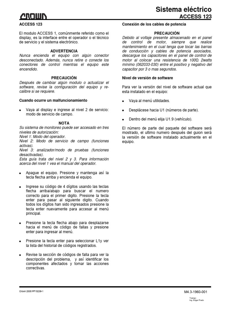 Sistema Electrico Access 123 Crown | PDF | Software | Bienes manufacturados