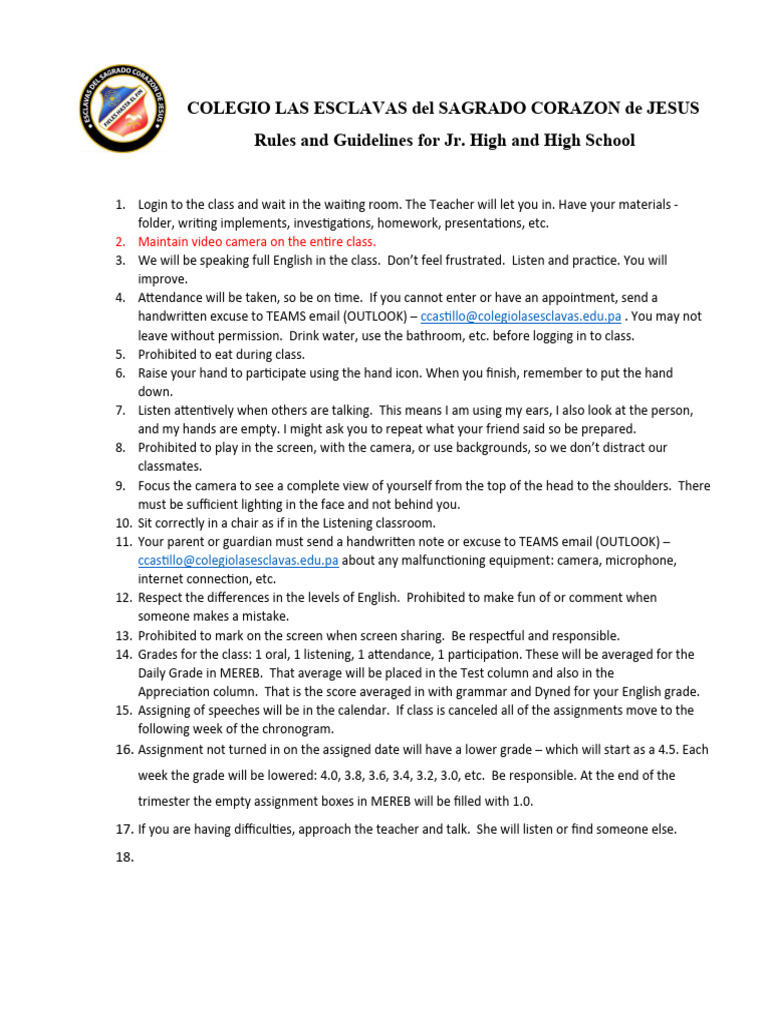 Virtual Class Guidelines for Students | PDF | Language Arts & Discipline
