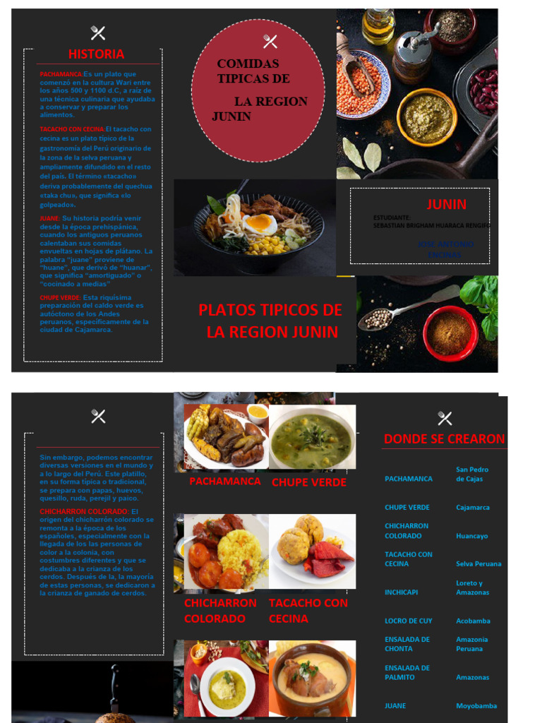 Triptico de Comidas Tipicas | PDF | Perú | Comida y bebida