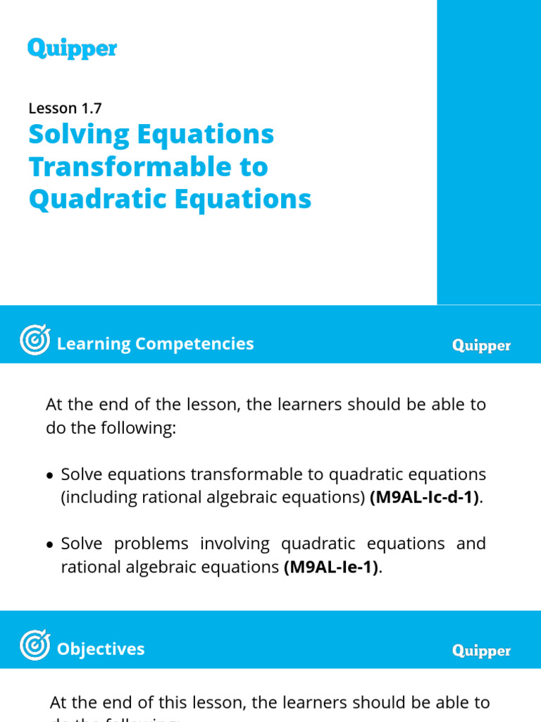 Qe Transformable Equation | PDF | Equations | Quadratic Equation