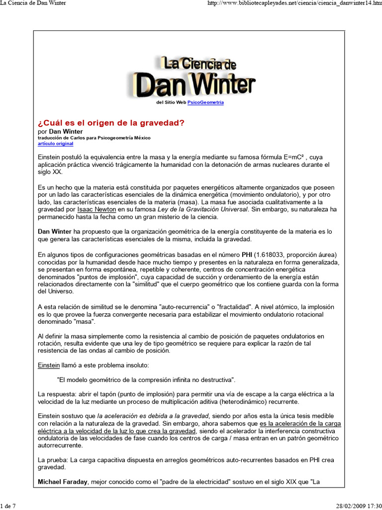 La Ciencia de Dan Winter | PDF | Masa | Gravedad