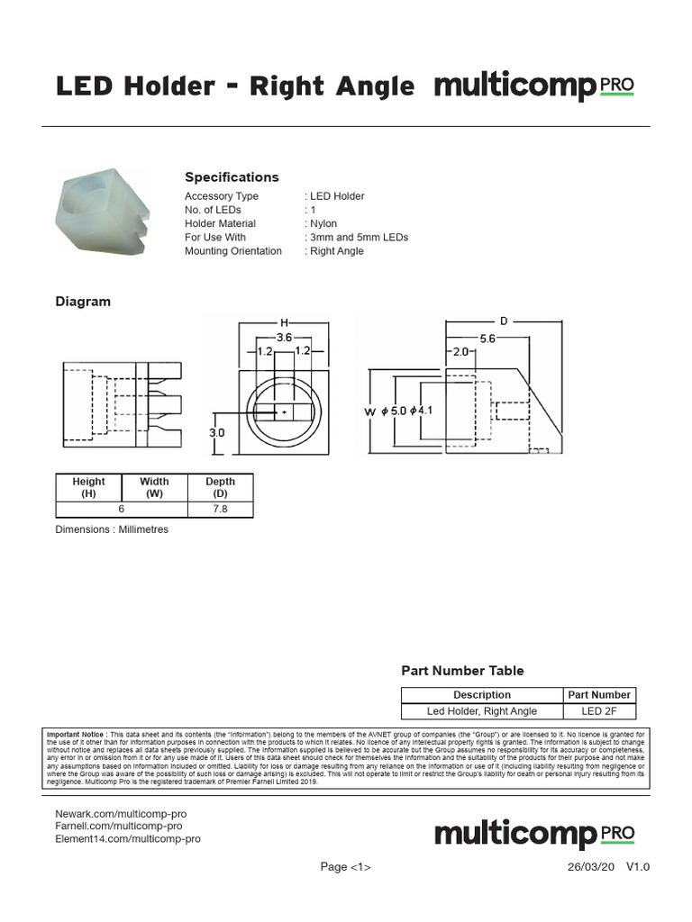 LED Holder - Right Angle: Specifications | PDF | License | Private Law