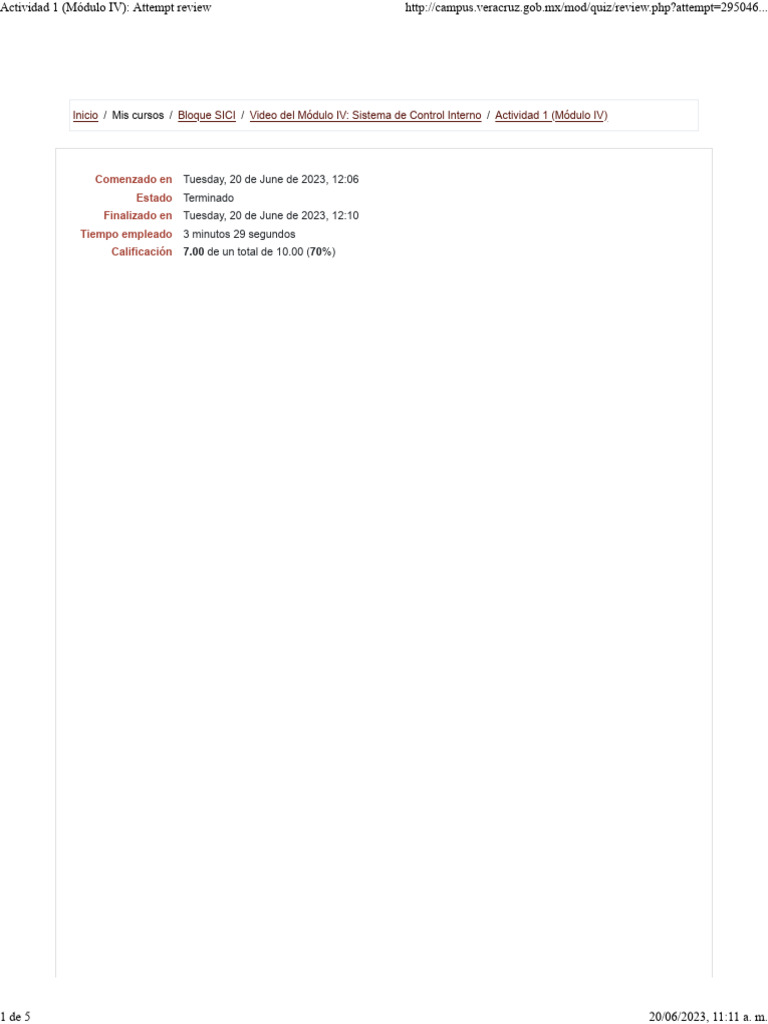 Actividad 1 (Módulo IV) Attempt Review | PDF