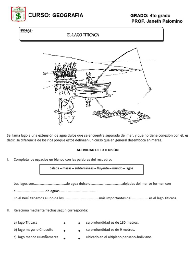 Geografía 4to Grado: Lagos y el Titicaca | PDF