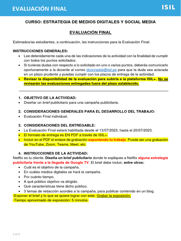 Ev Final - Curso Emdsm | PDF | Publicidad | Comunicación humana