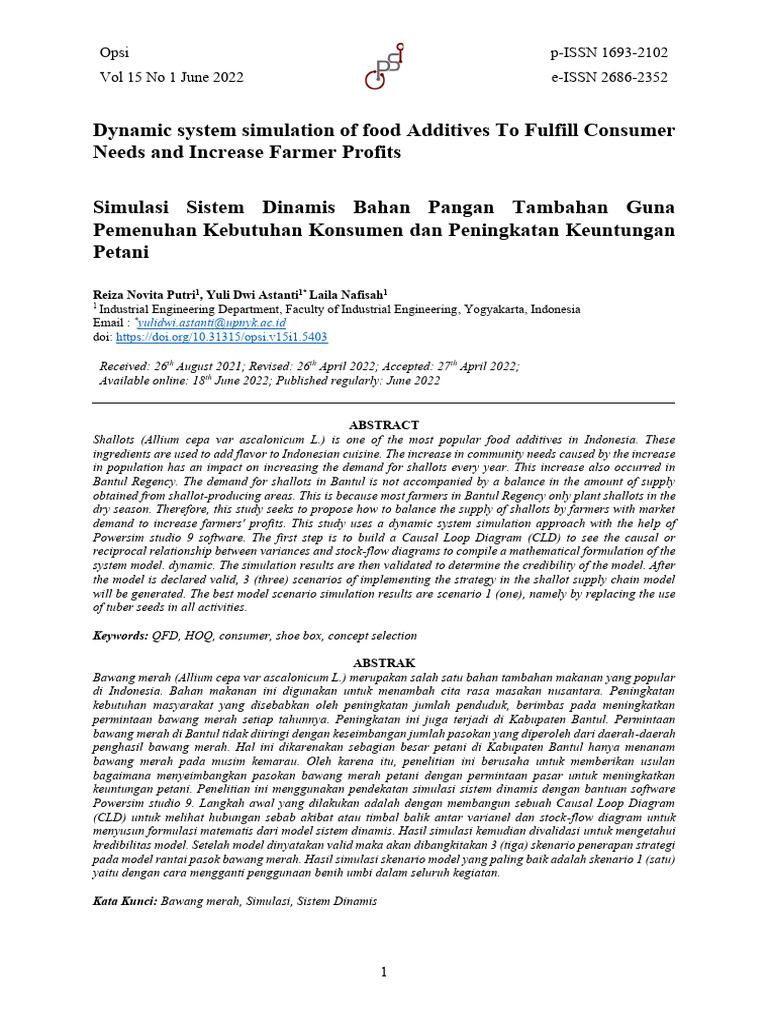 Dynamic System Simulation of Food Additi 09b5fe61 | PDF | Vegetables ...