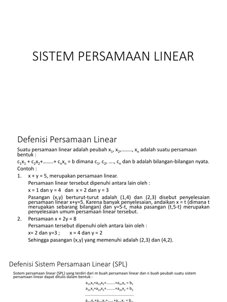 Sistem Persamaan Linear | PDF