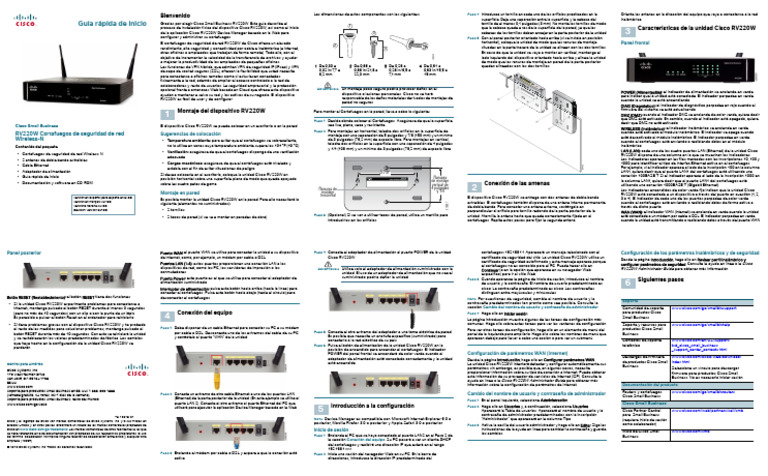 Guía de Inicio Cisco RV220W | PDF | Cortafuegos (informática) | Red ...