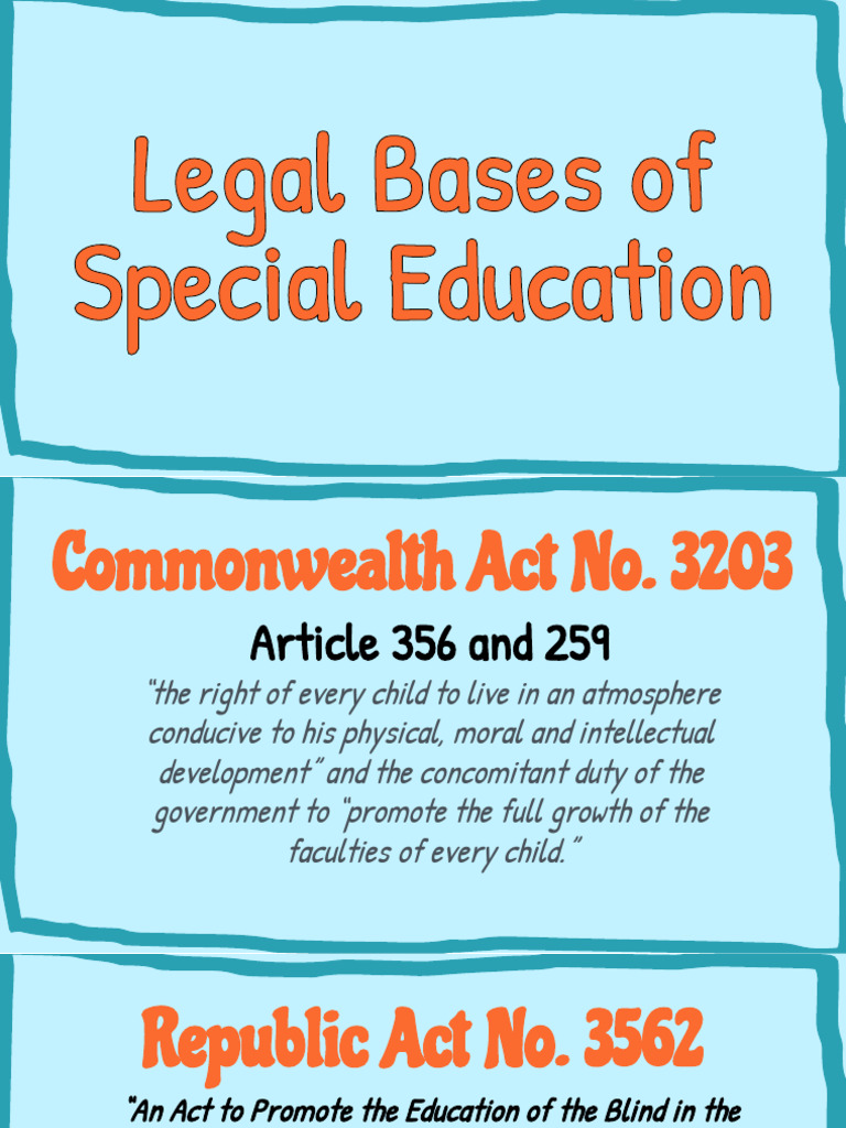 Legal Bases of SpEd in PH | PDF | Special Education | Disability