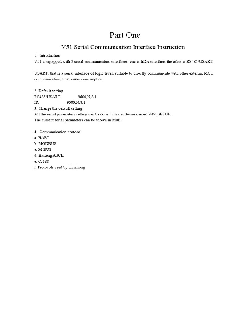 V51 Serial Communication Protocols Guide | PDF | Binary Coded Decimal | Integer (Computer Science)