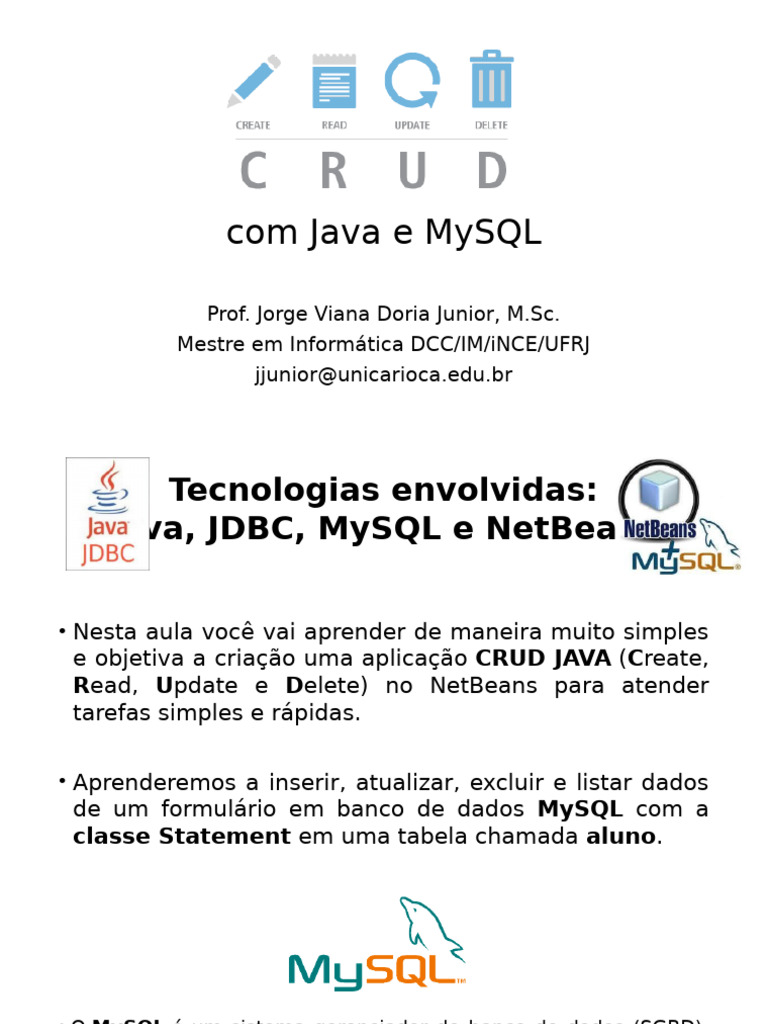 Aula 25 Crud Java Desktop - Compress | PDF | My Sql | Programas