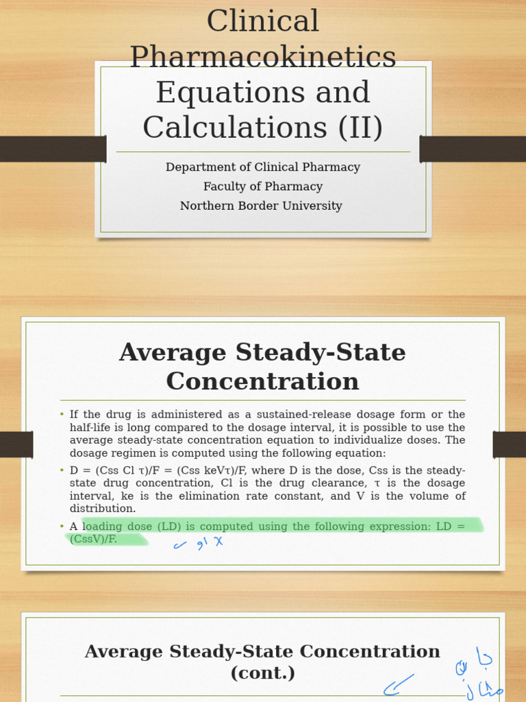 Pharmacokinetics Equations Guide | PDF | Pharmacokinetics | Dose ...