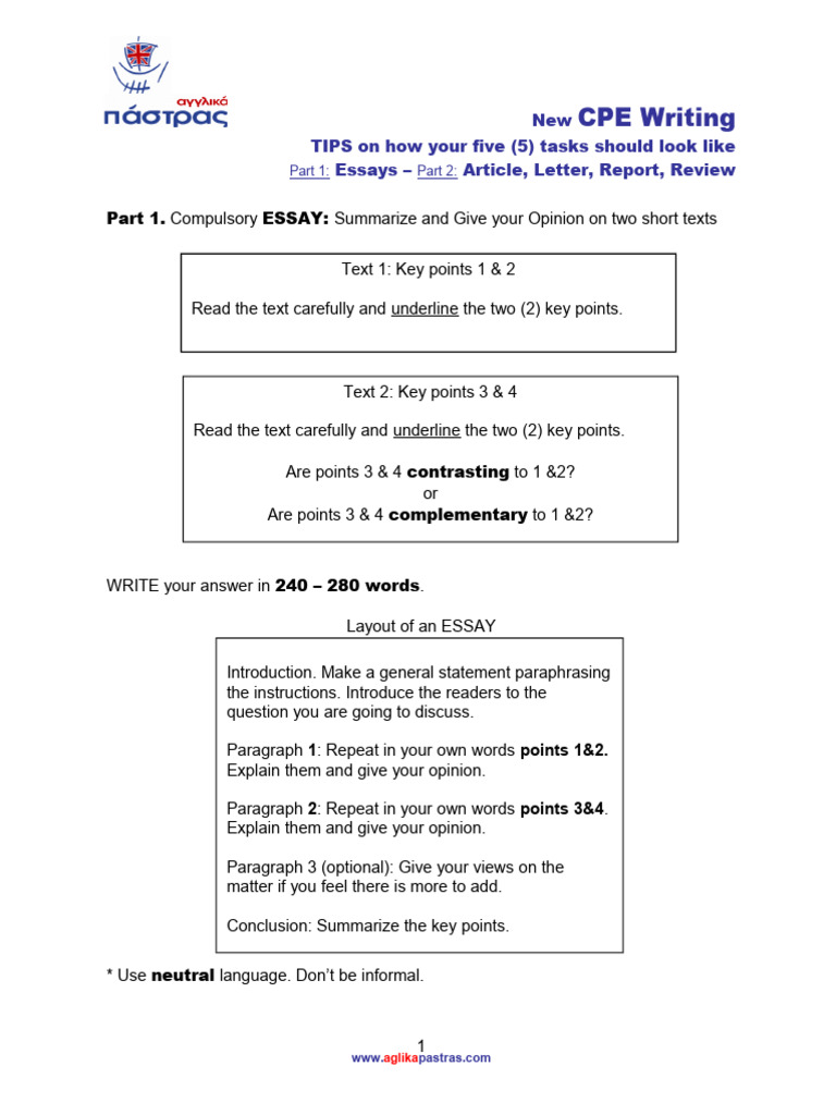 Cpe Writing Tips | PDF | Essays | Madam