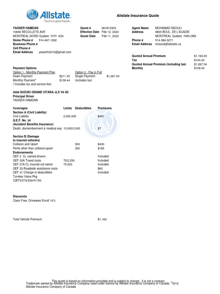 QuotePresentation 081813303 2023FEB11-112533.000 | PDF | Insurance | Deductible