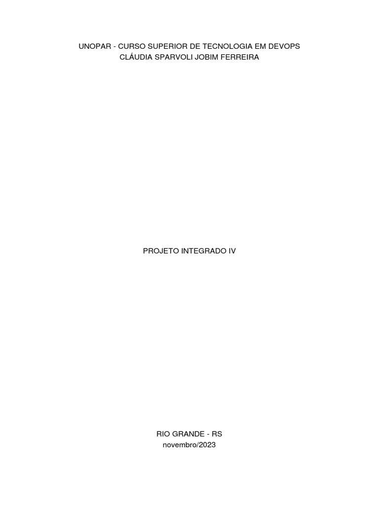 Projeto Int. IV - 2023.02 | PDF | Governança | Tecnologia da Informação