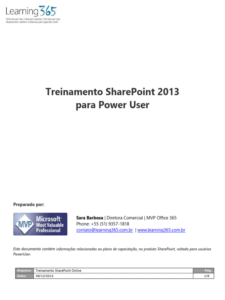 Grade Treinamento Sharepoint | PDF | Carreira e Crescimento