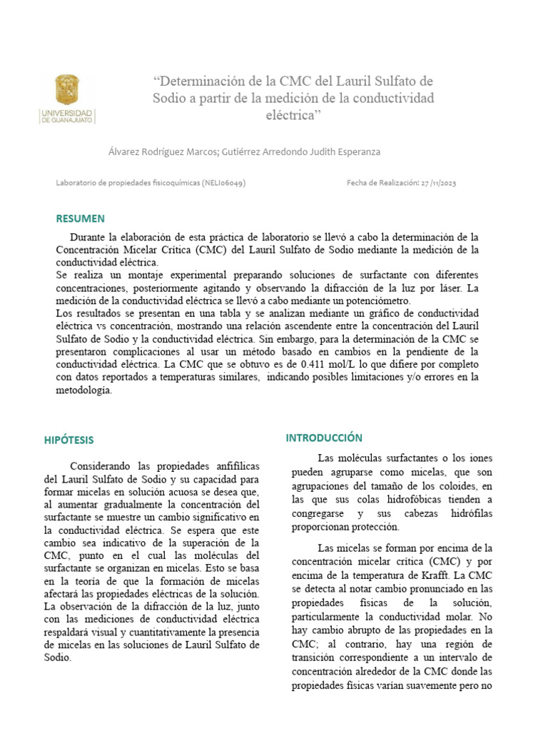 Práctica 5.-Obtención de CMC | PDF | Tensioactivo | Concentración
