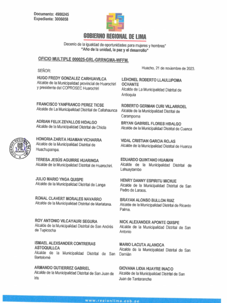 Oficio Múltiple N°00025-2023-Grl-Grrngma-Wffm | PDF Oficio Múltiple N°00025-2023-Grl-Grrngma-Wffm | PDF