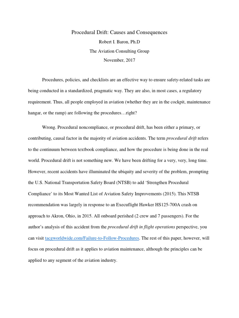 Procedural Drift Causes and Consequences | PDF | Aviation