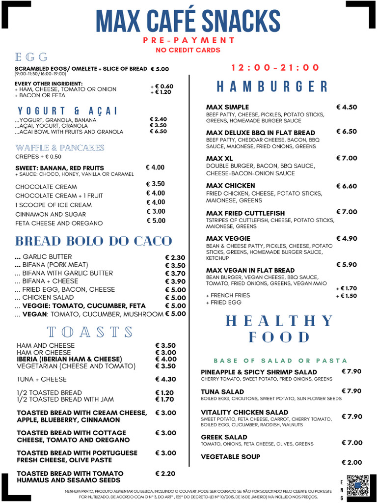 Max Cafe Menu 2023 | Download Free PDF | Hamburgers | Drink