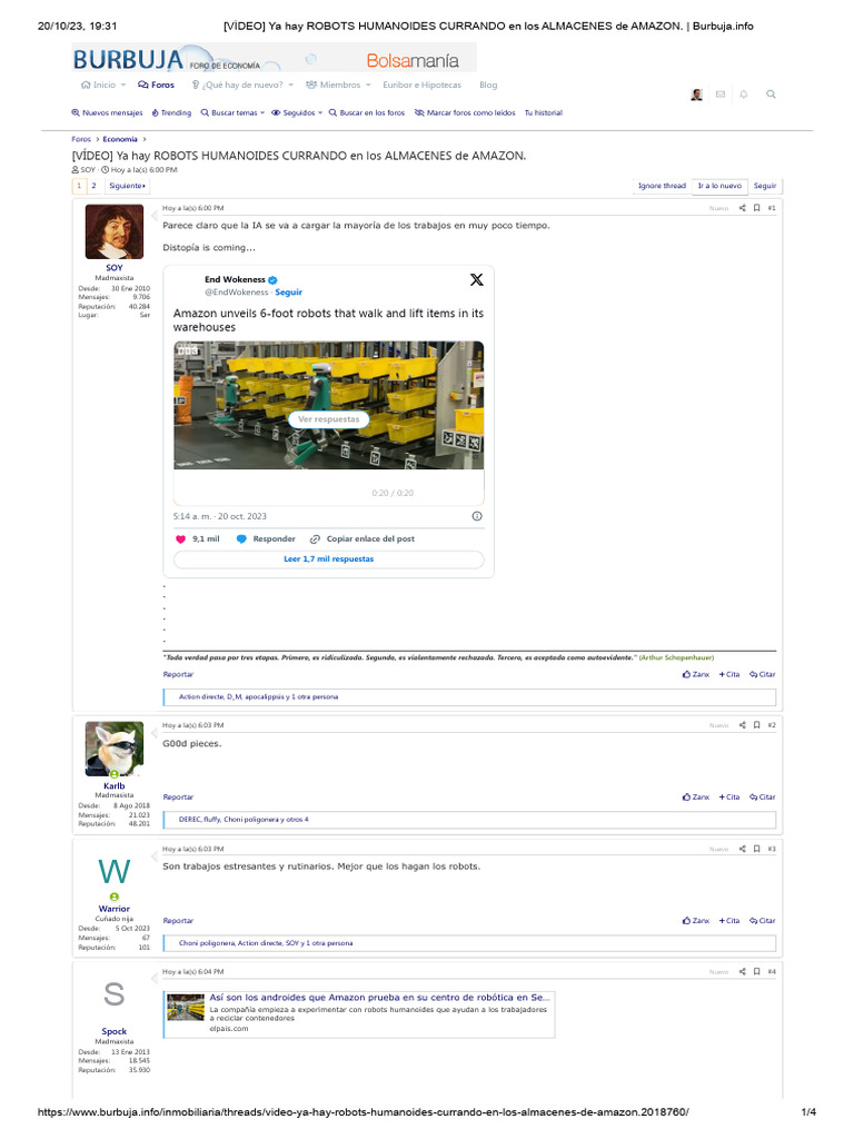 (VÍDEO) Ya Hay ROBOTS HUMANOIDES CURRANDO en Los ALMACENES de AMAZON. - Burbuja - Info PARA RELI ...