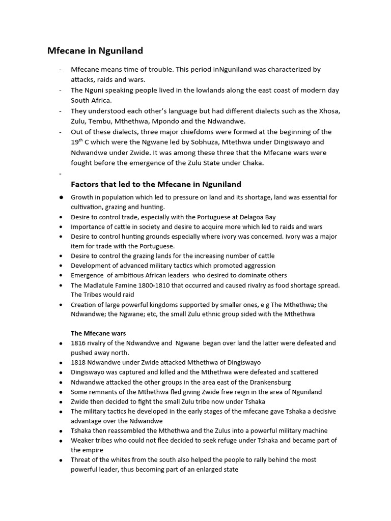 Mfecane in Nguniland | PDF | Africa | Southern Africa