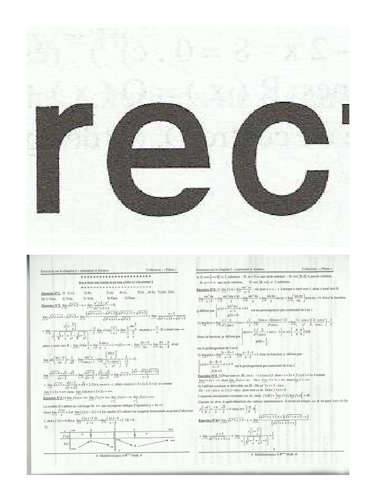 Collection Pilote Bac MATH (Tome1) Correction | PDF