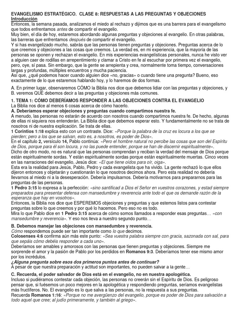 Evangelismo Estratégico Clase 8 | PDF | Jesús | Biblia