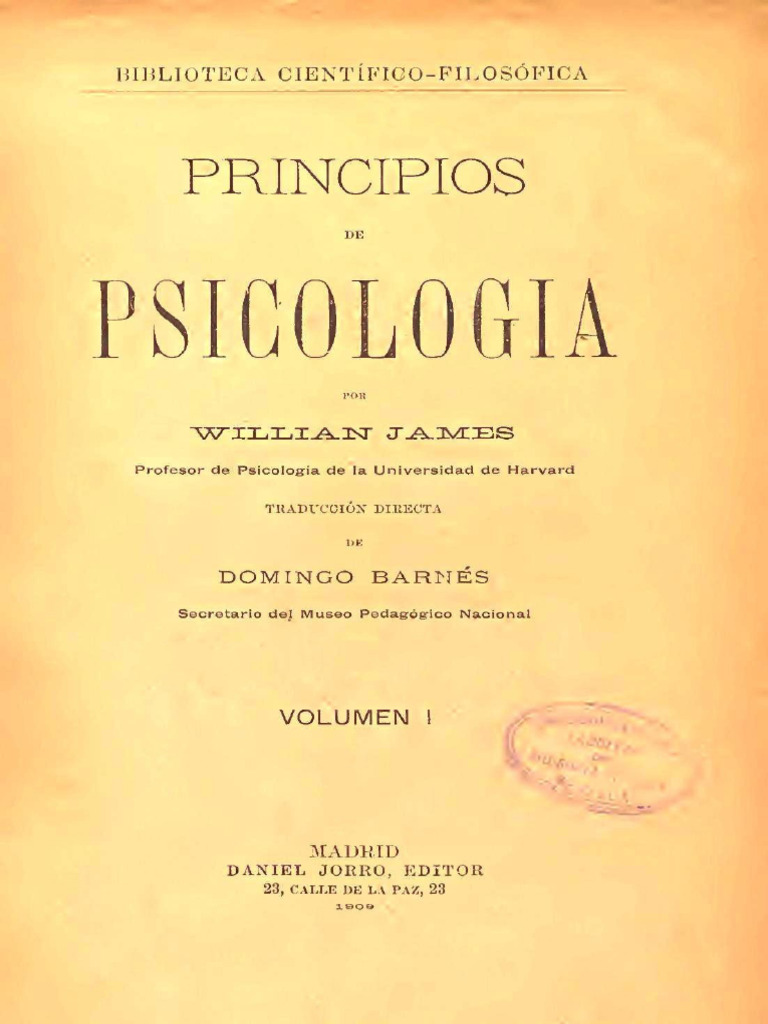William James - Principios de Psicología Tomo 1 | PDF | Metafísica ...
