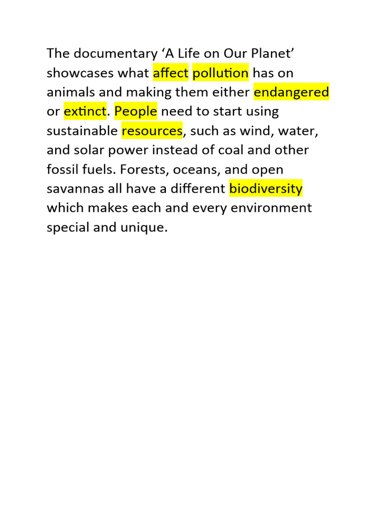 A Life On Our Planet | PDF