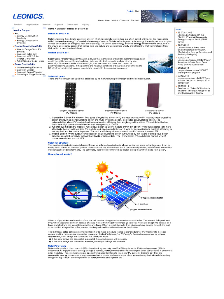 Basics of A Solar Cell | PDF