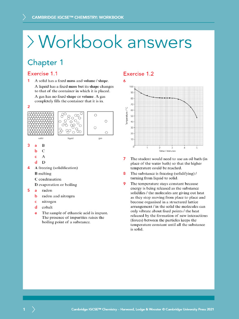 Igcse Chemistry 5ed TR Workbook Answer | PDF