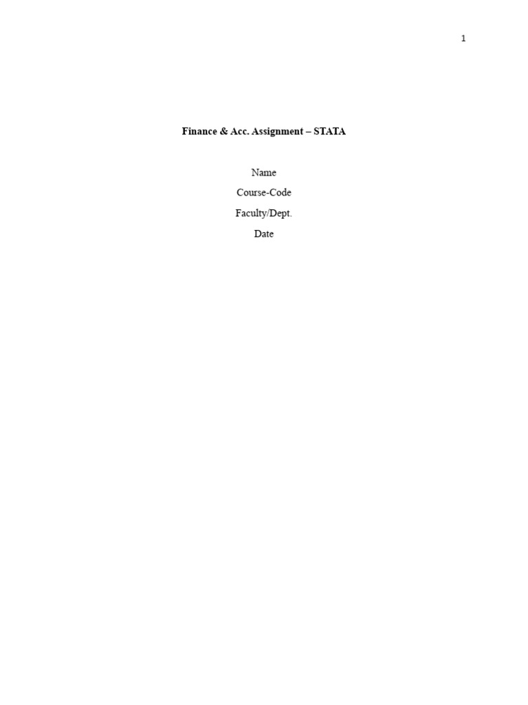Final - Finance and Acc STATA Assignment | PDF | Microsoft Excel | Errors And Residuals