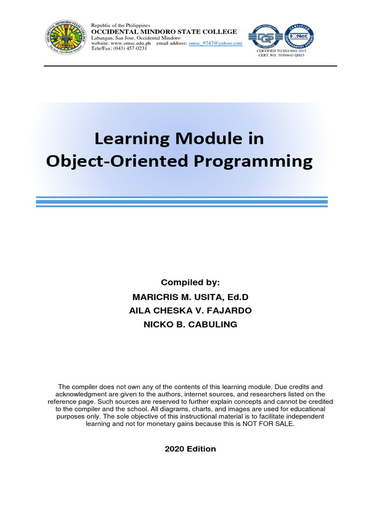OOP-Module Lesson 6 | PDF | Control Flow | Computer Program