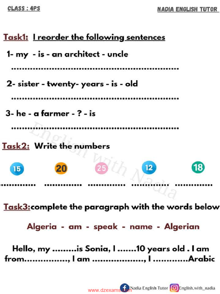 Dzexams 4ap Anglais 260701 | PDF