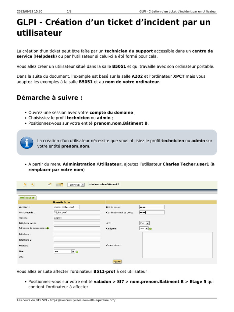 Création de tickets d'incidents GLPI | PDF | Itil | Informatique
