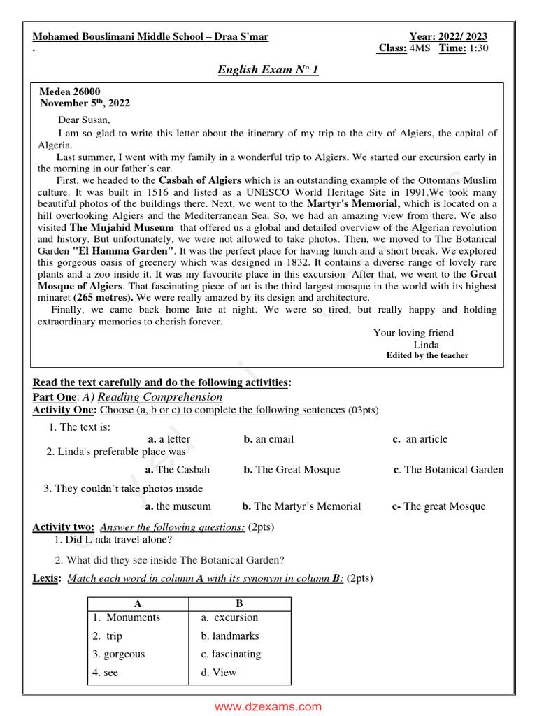 Dzexams 4am Anglais 200574 | PDF | Algiers