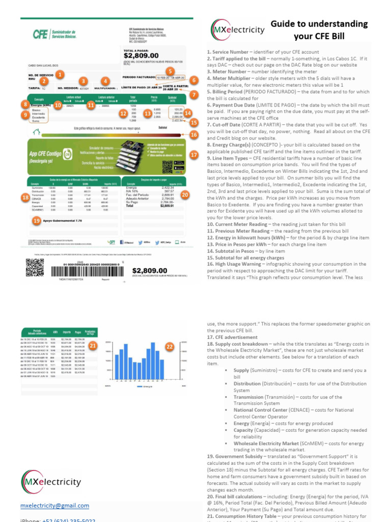 MXe Guide To Understanding Your CFE Bill | PDF | Electric Power ...