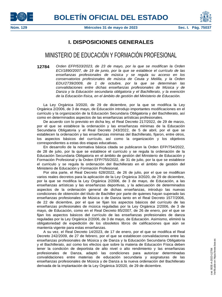 Orden EFP-533-2023 Melilla | PDF | Evaluación | Plan de estudios