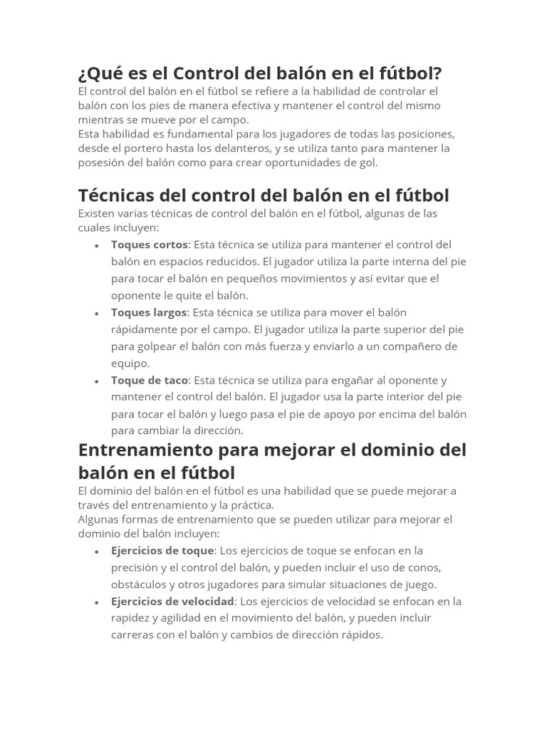 Control del balón en el fútbol | PDF