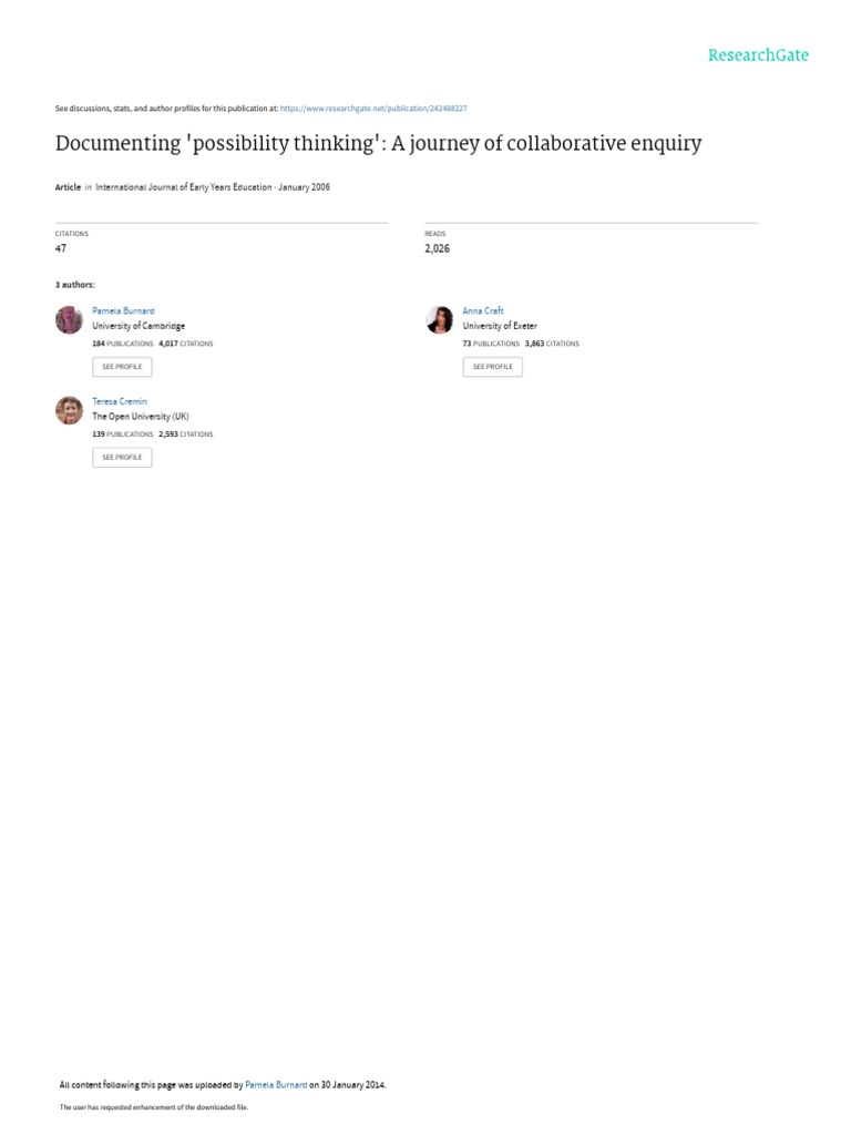 Documenting Possibility Thinking A Journey of Co | PDF | Creativity ... Documenting Possibility Thinking A Journey of Co | PDF | Creativity ...