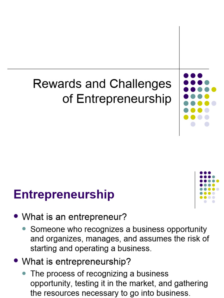 Rewards and Challenges Faced by An Entrepreneur | PDF ...