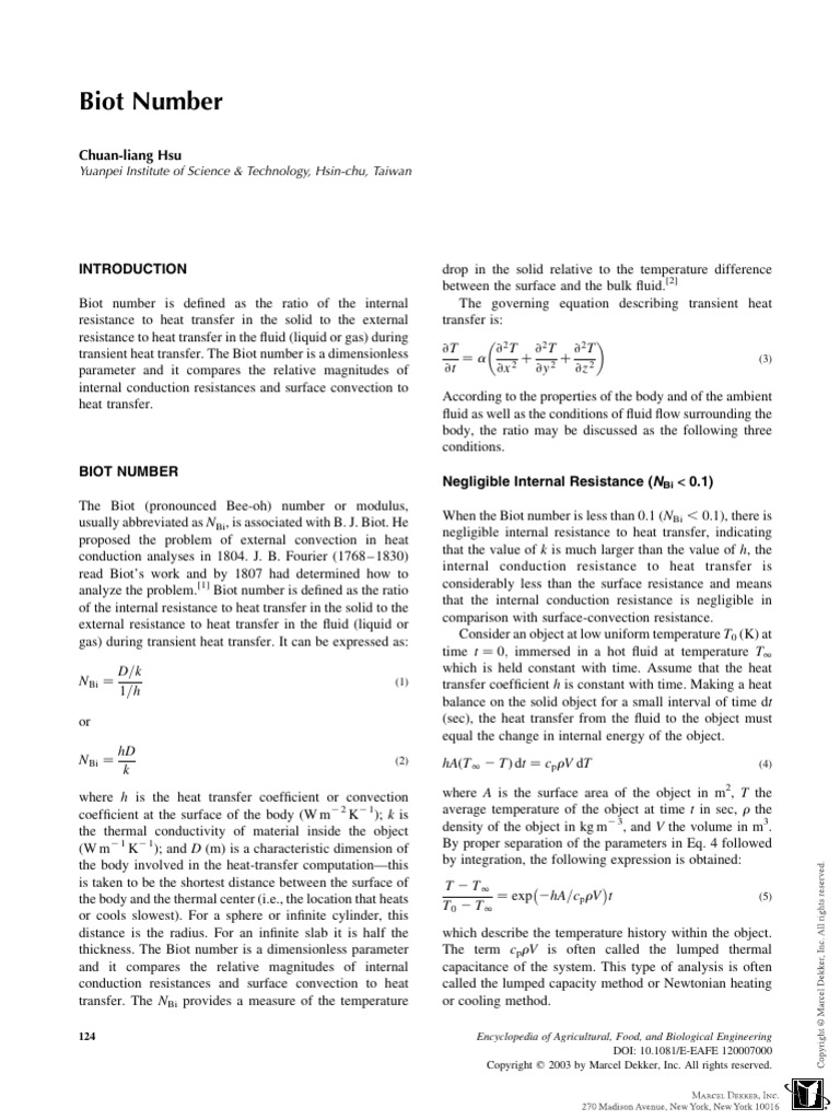 Biot Number | Download Free PDF | Heat Transfer | Heat