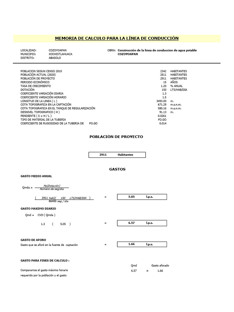 5 Mem De Calc Diam Pdf Ingeniería Mecánica Ingeniería Hidráulica