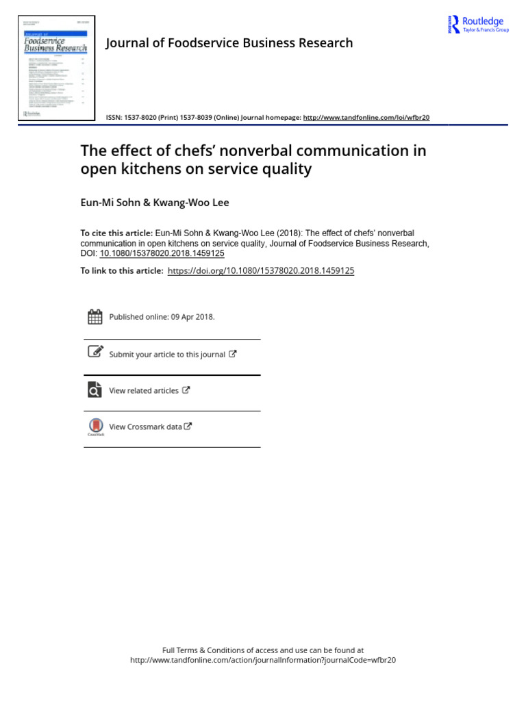 Chefs' Nonverbal Communication | PDF | Nonverbal Communication ...